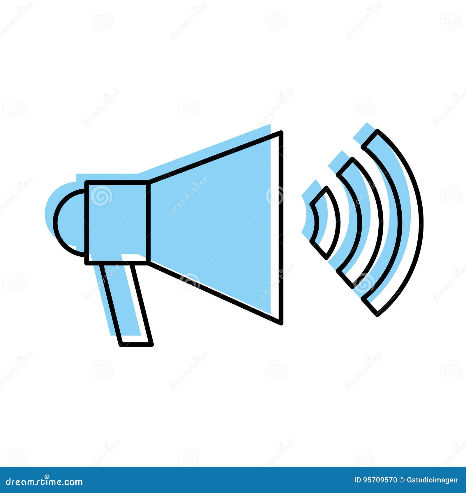 Megaphone sound with waves stock vector. Illustration of music - 95709570
