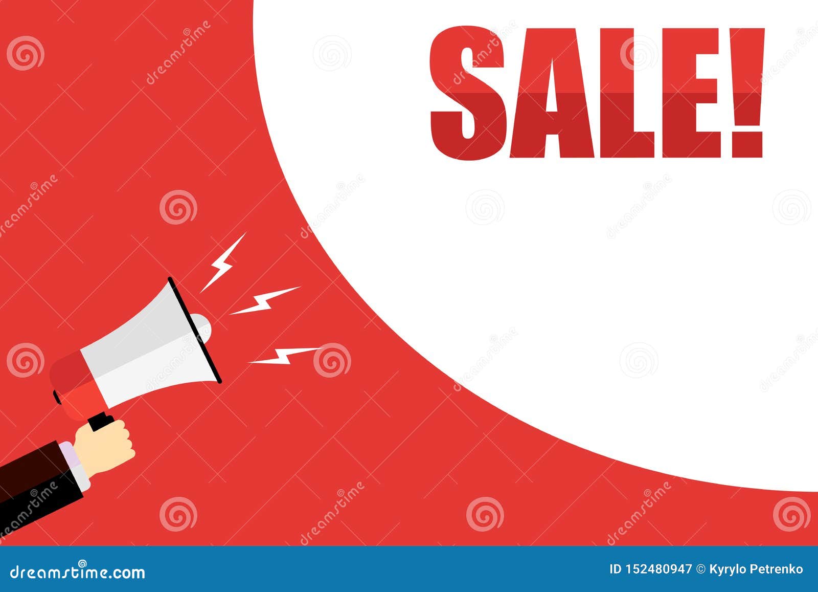 Megaphone Spreading Announcement about Sale Red Background Stock Vector ...