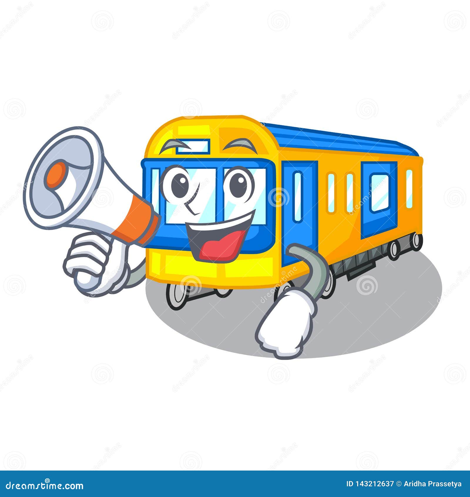 With Megaphone Subway Train in the Shape Characters Stock Vector ...