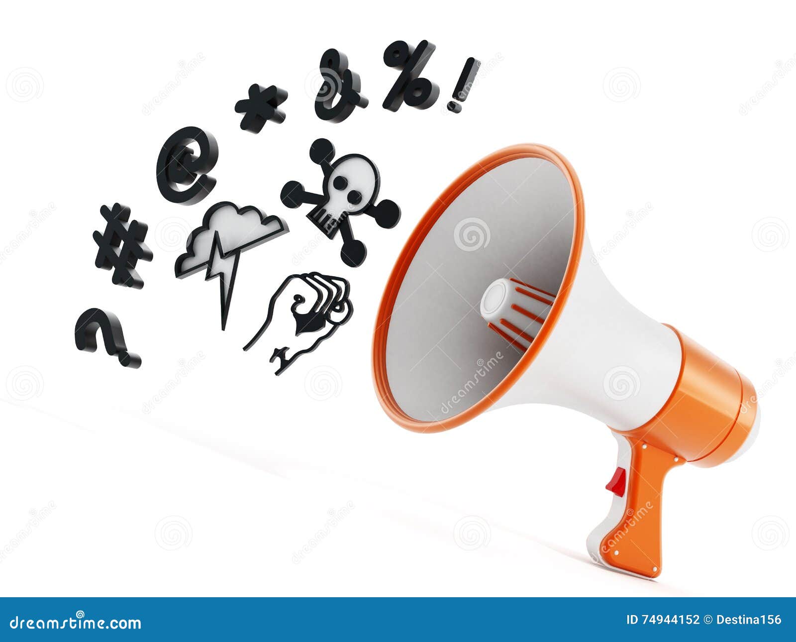 Megaphone With Swearing Symbols Isolated On White Background. 3D ...