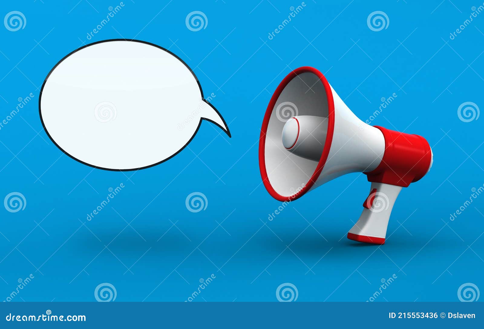 Megaphone with Talk Bubble on the Blue Background Stock Illustration ...