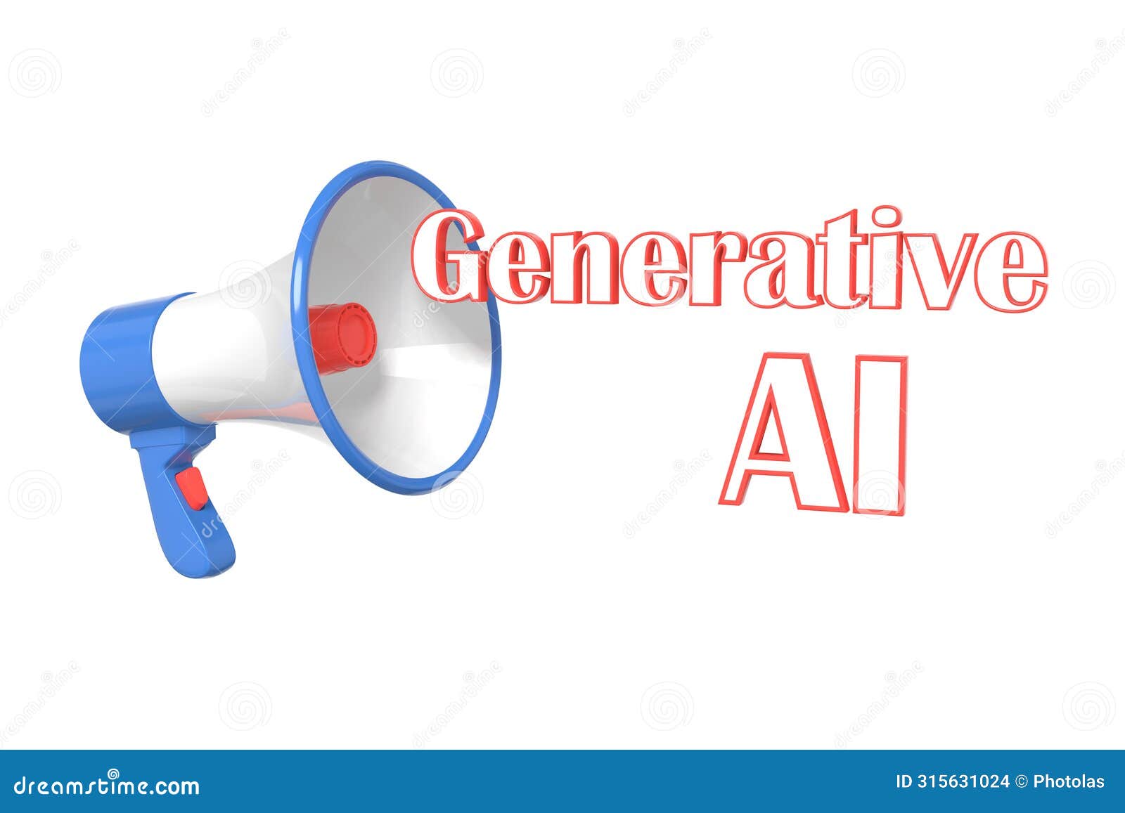 Megaphone Text Generative AI. Concept Guidance, Notification, Attention ...