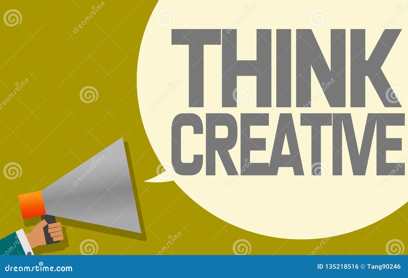 Megaphone with Think Creative Speech Bubble Stock Illustration ...