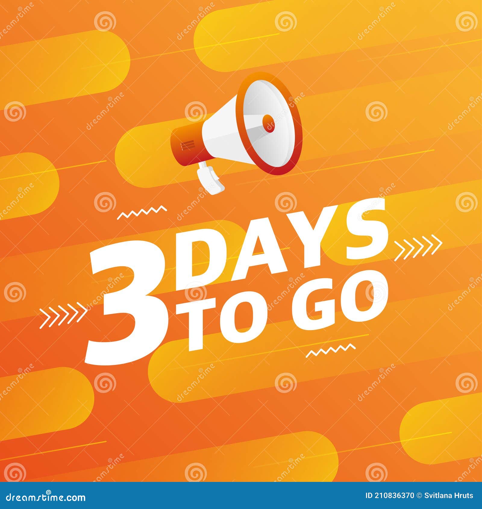 Megaphone Three Days To Go Countdown Vector Illustration Template on ...