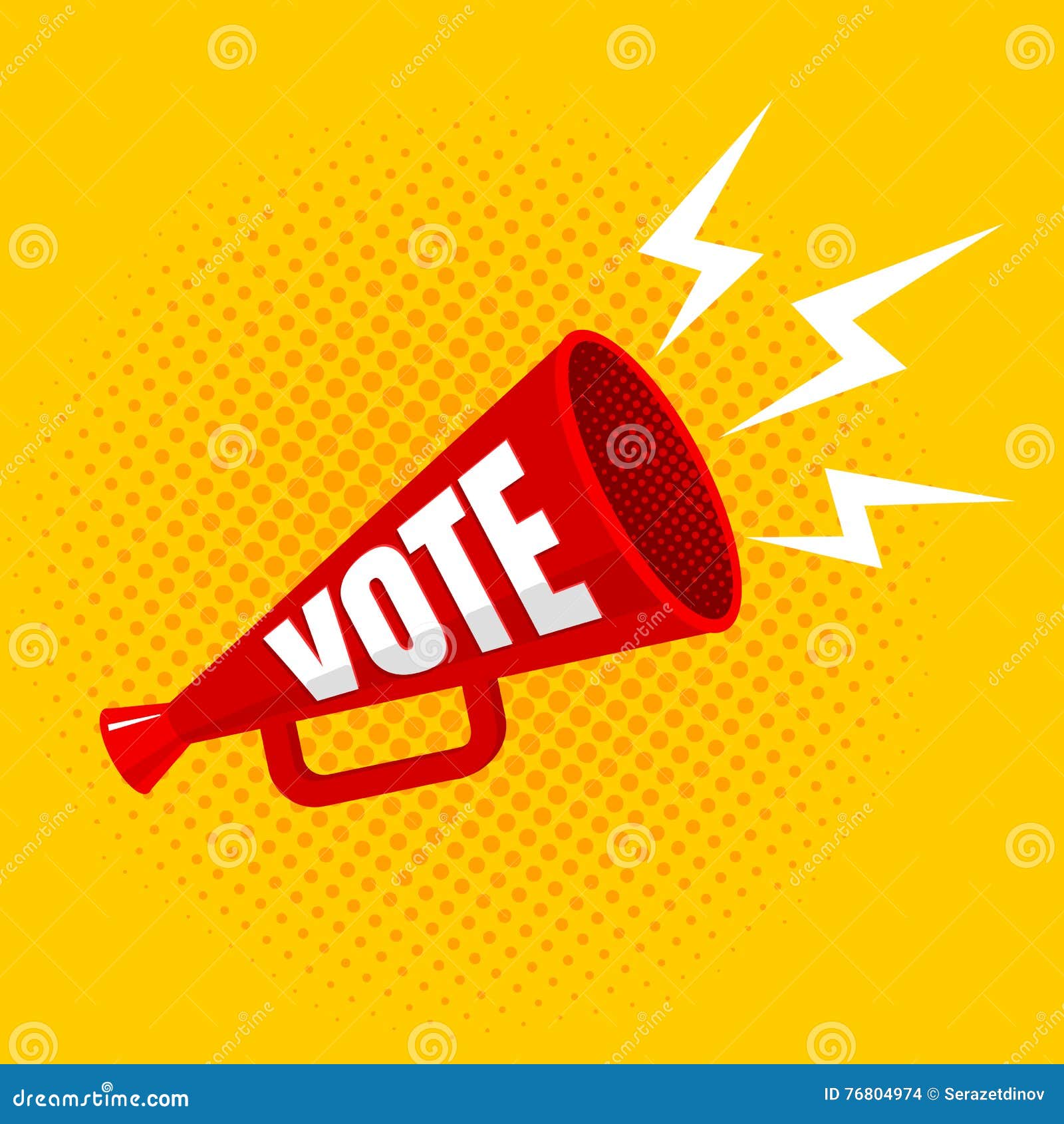 Megaphone with vote stock vector. Illustration of president - 76804974