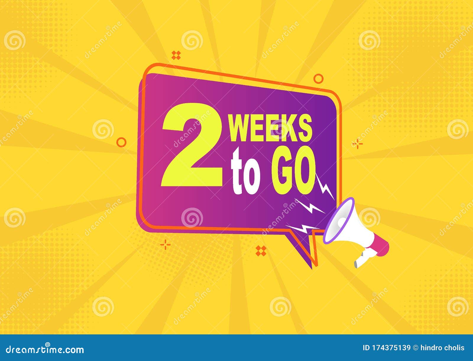 Megaphone with 2 Weeks To Go Speech Bubble Stock Vector - Illustration ...