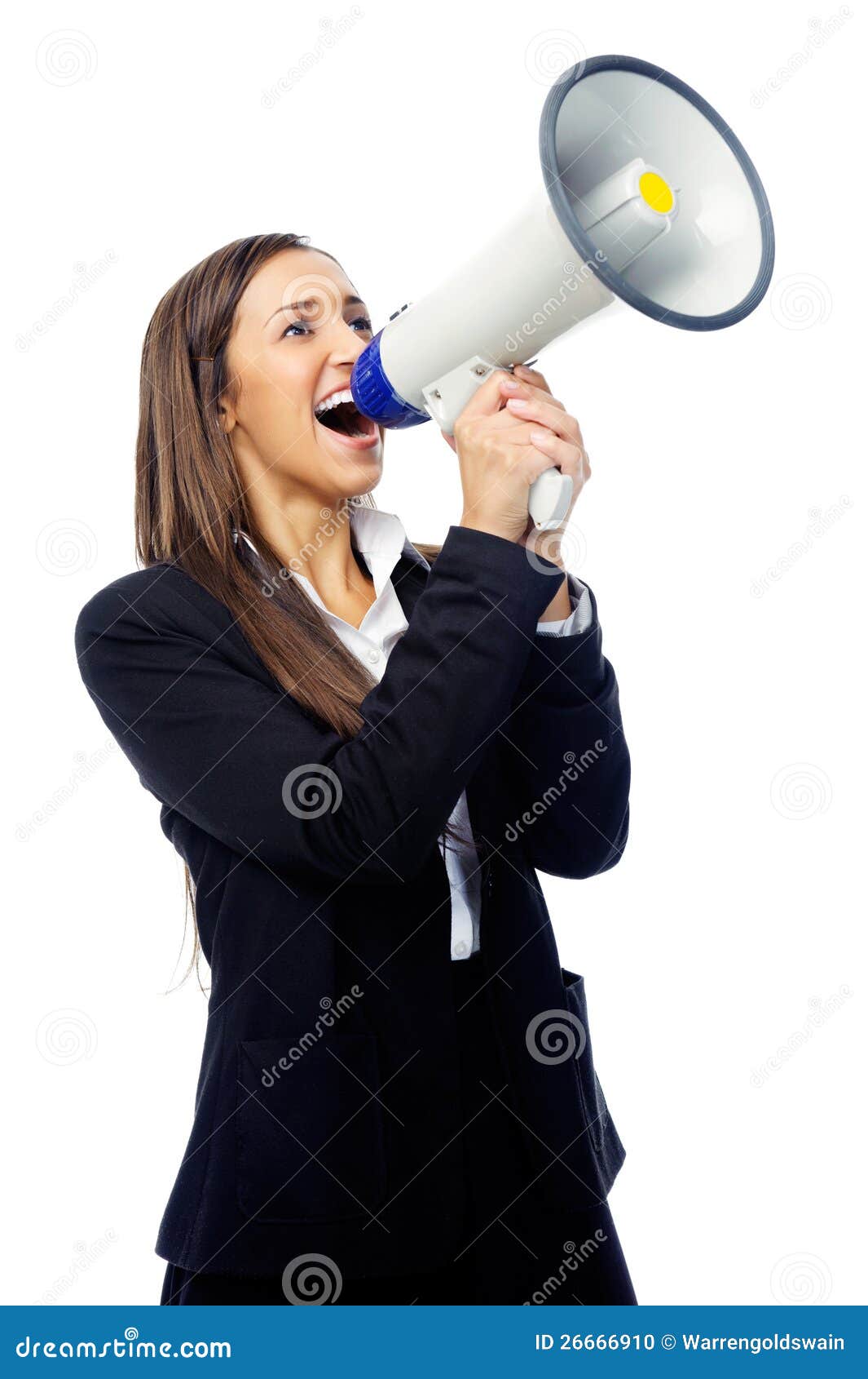 Megaphone woman stock photo. Image of bullhorn, announce - 26666910