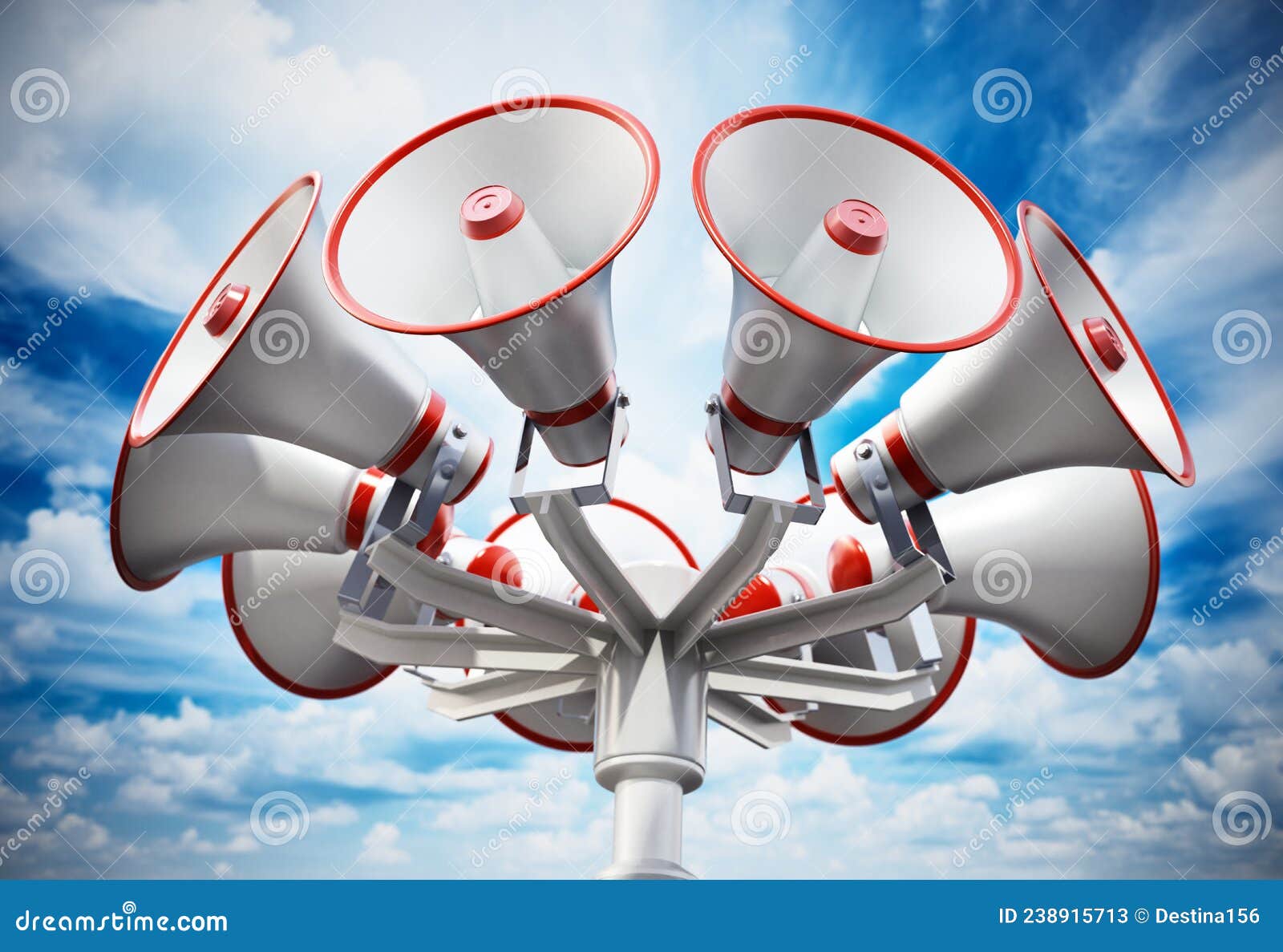 Megaphones in the Pole. Public Announcement Concept Stock Illustration ...
