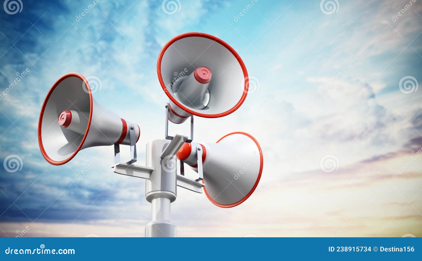 Megaphones in the Pole. Public Announcement Concept Stock Illustration ...