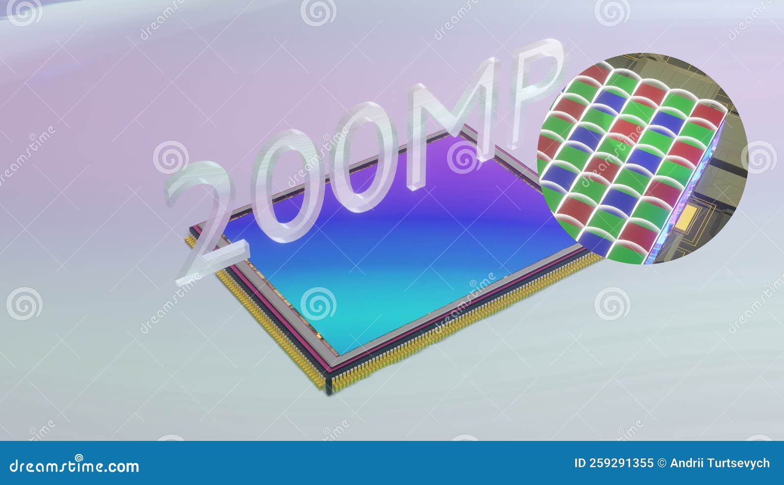 200 Megapixel Digital Camera Sensor, with Pixels Enlarged 3D Rendering ...