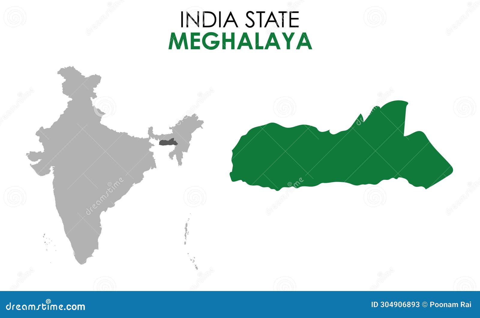 Meghalaya Map Of Indian State. Meghalaya Map Vector Illustration ...