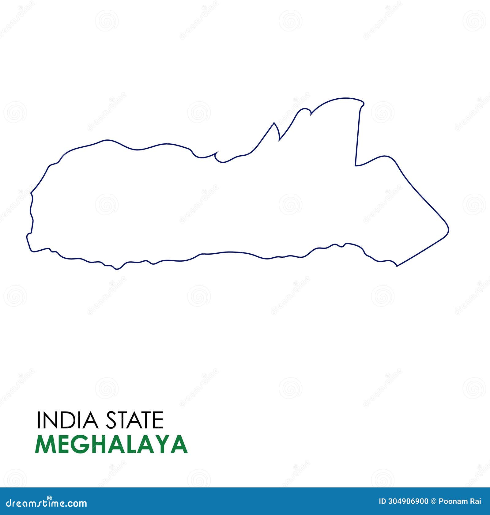 Meghalaya Map Of Indian State. Meghalaya Map Vector Illustration ...