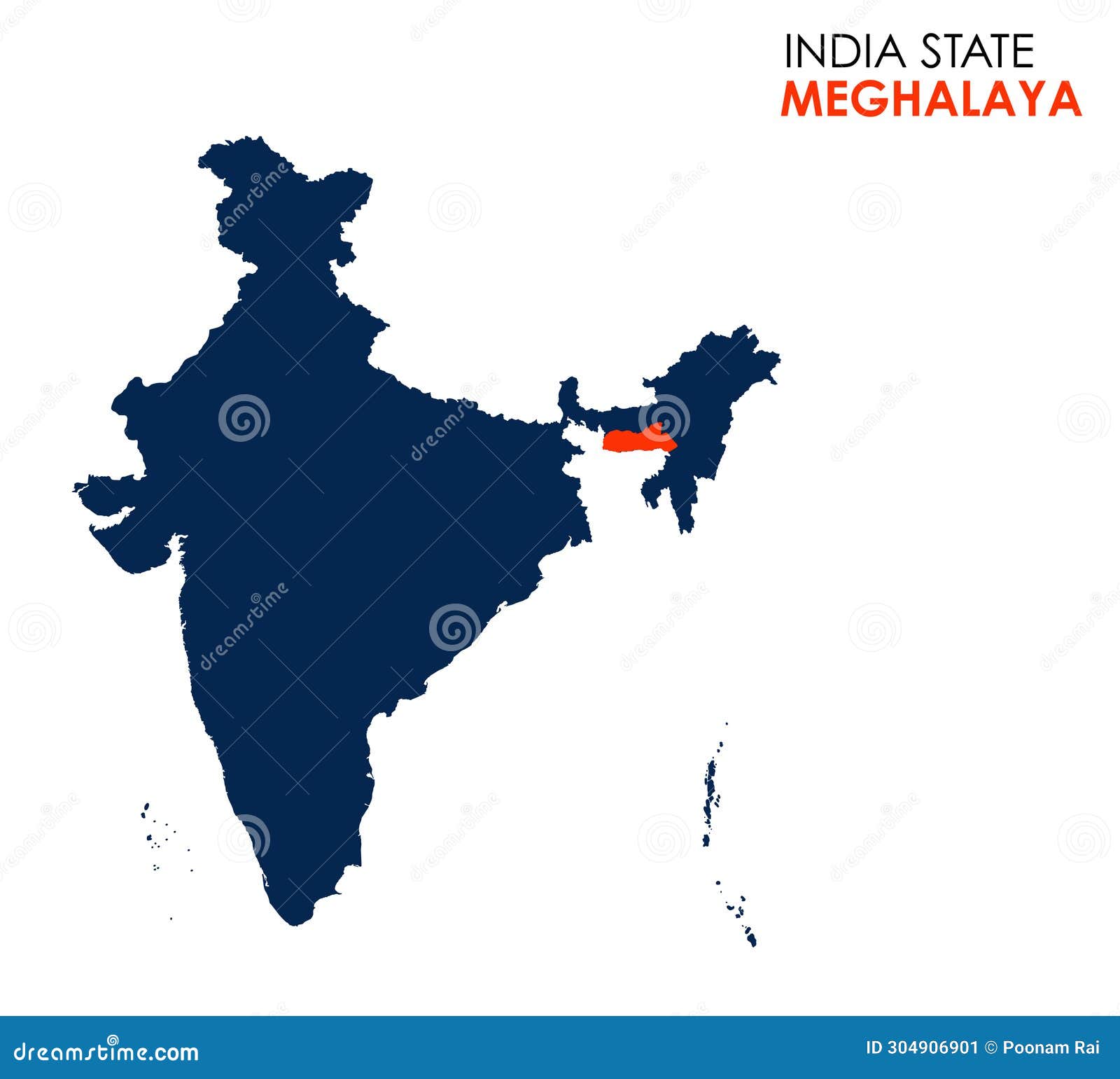 Meghalaya Map Of Indian State. Meghalaya Map Vector Illustration ...