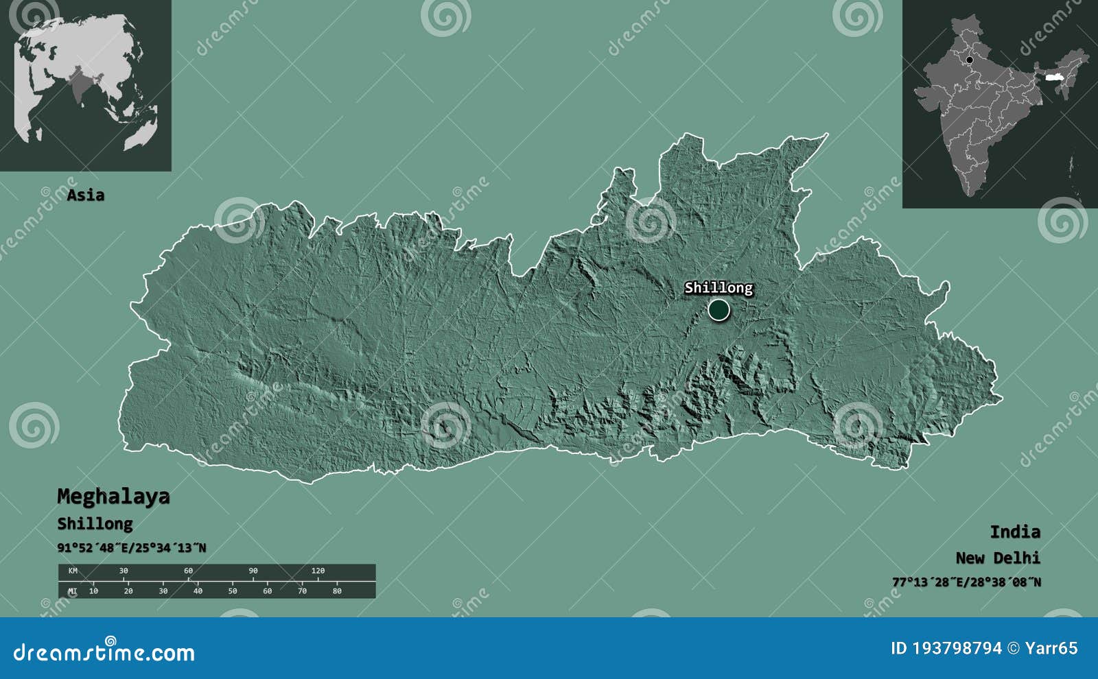 Meghalaya, State of India,. Previews. Administrative Stock Illustration ...