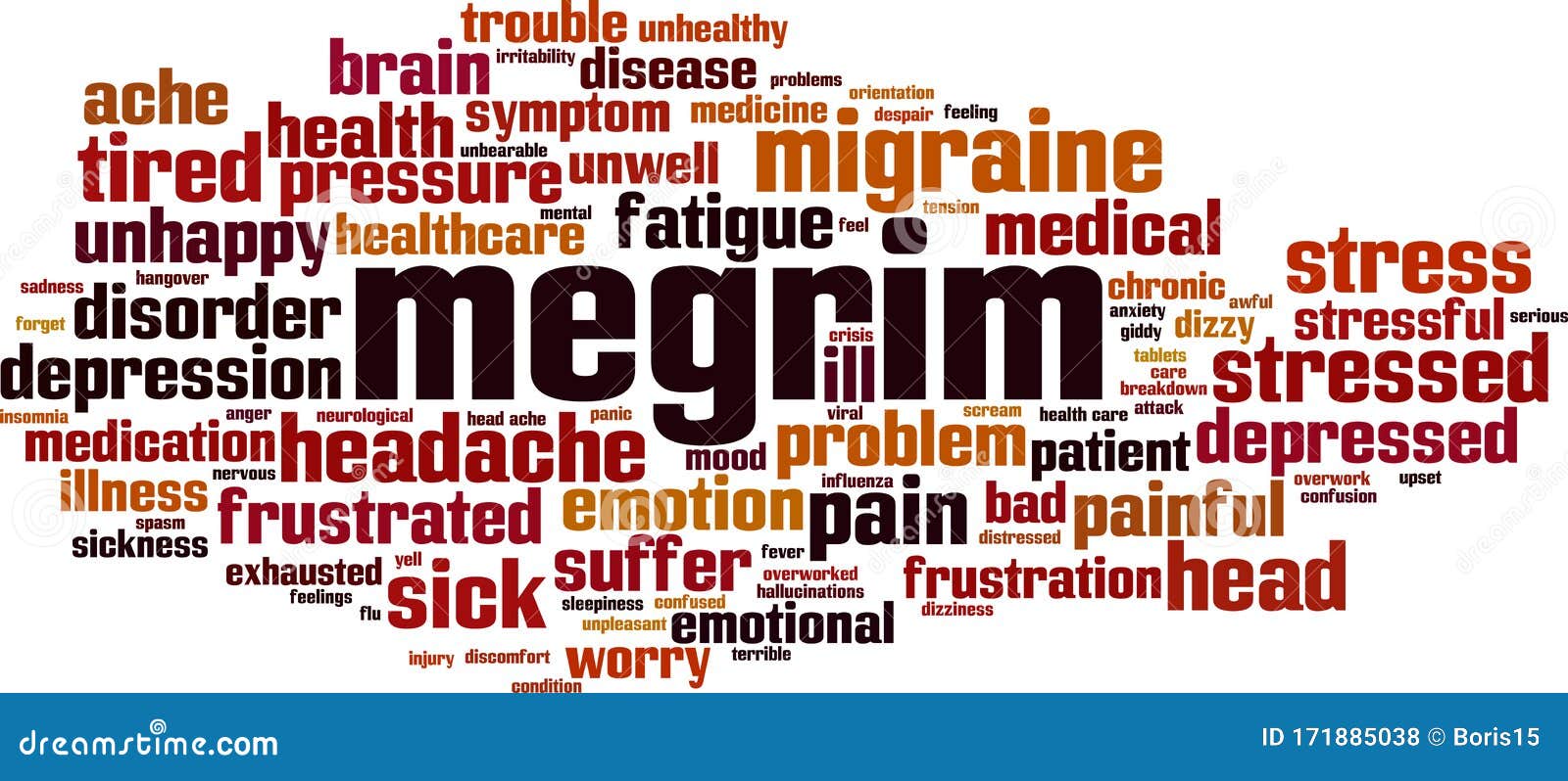 Megrim word cloud stock vector. Illustration of tired - 171885038