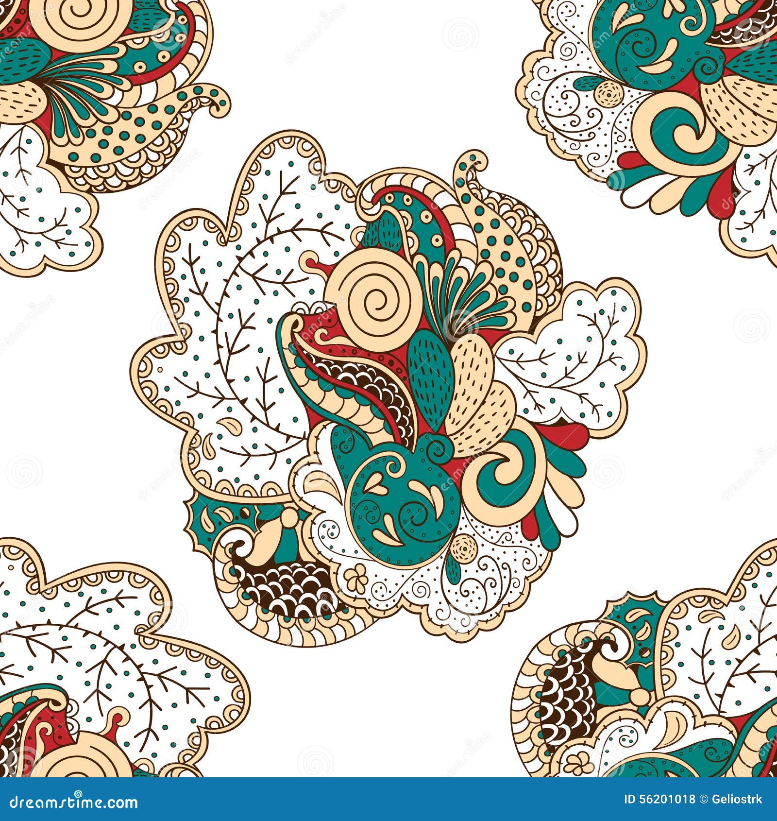 Mehendi Tracery Pattern, Seamless, Handmade Hindi Stock Vector ...