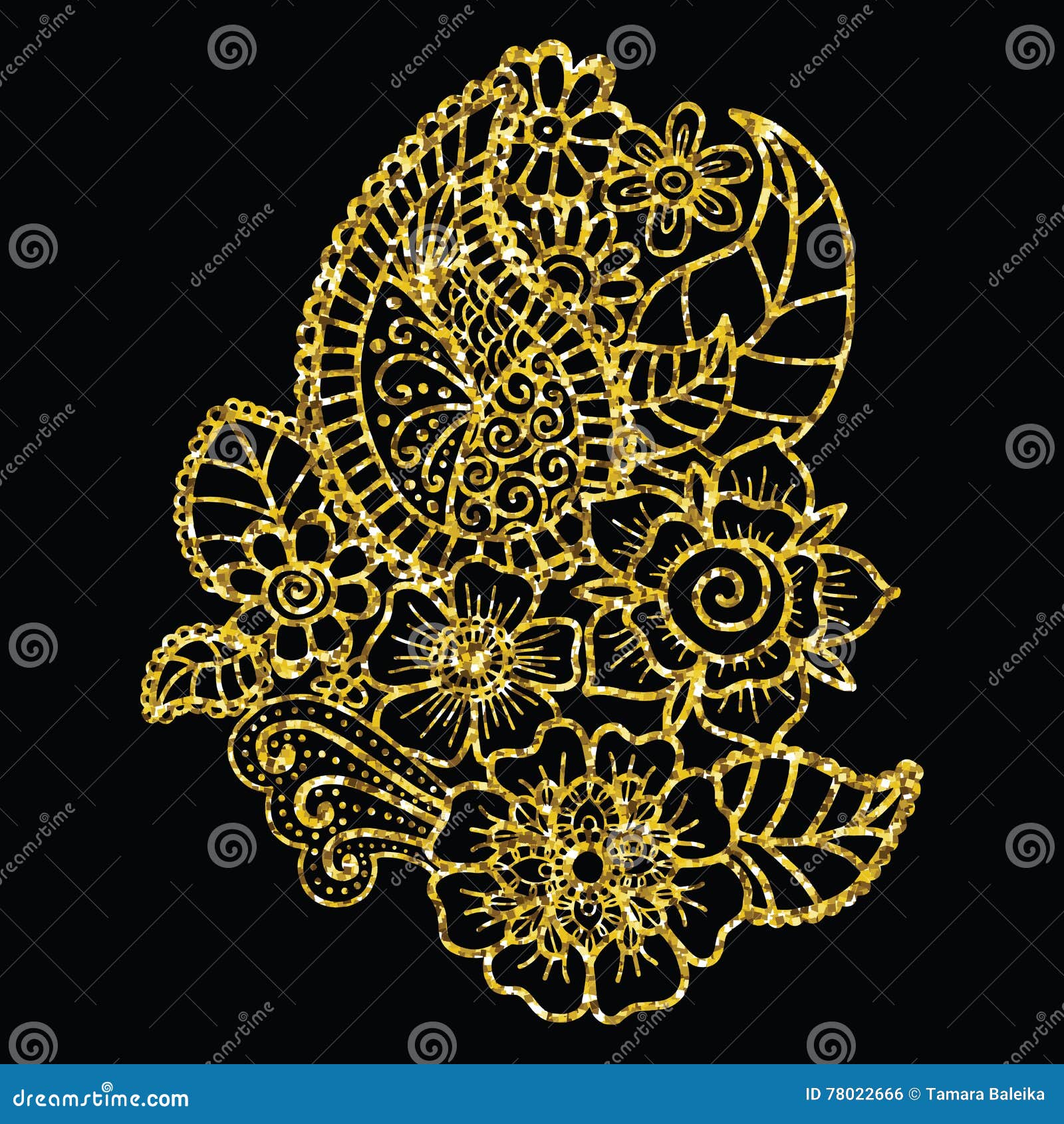 Mehndi design. Pattern. stock vector. Illustration of boho - 78022666