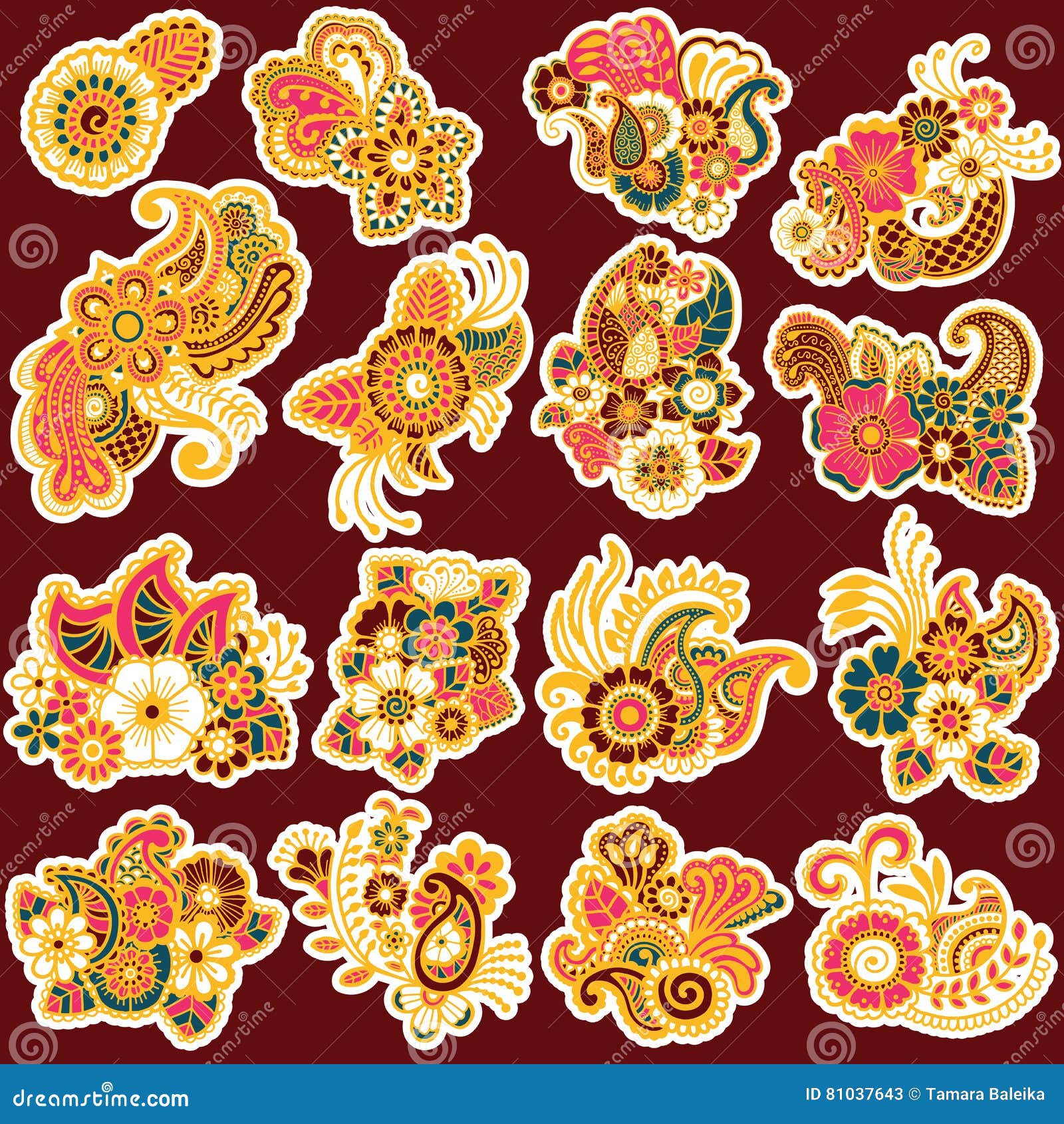 Mehndi design. Patterns. stock vector. Illustration of element - 81037643