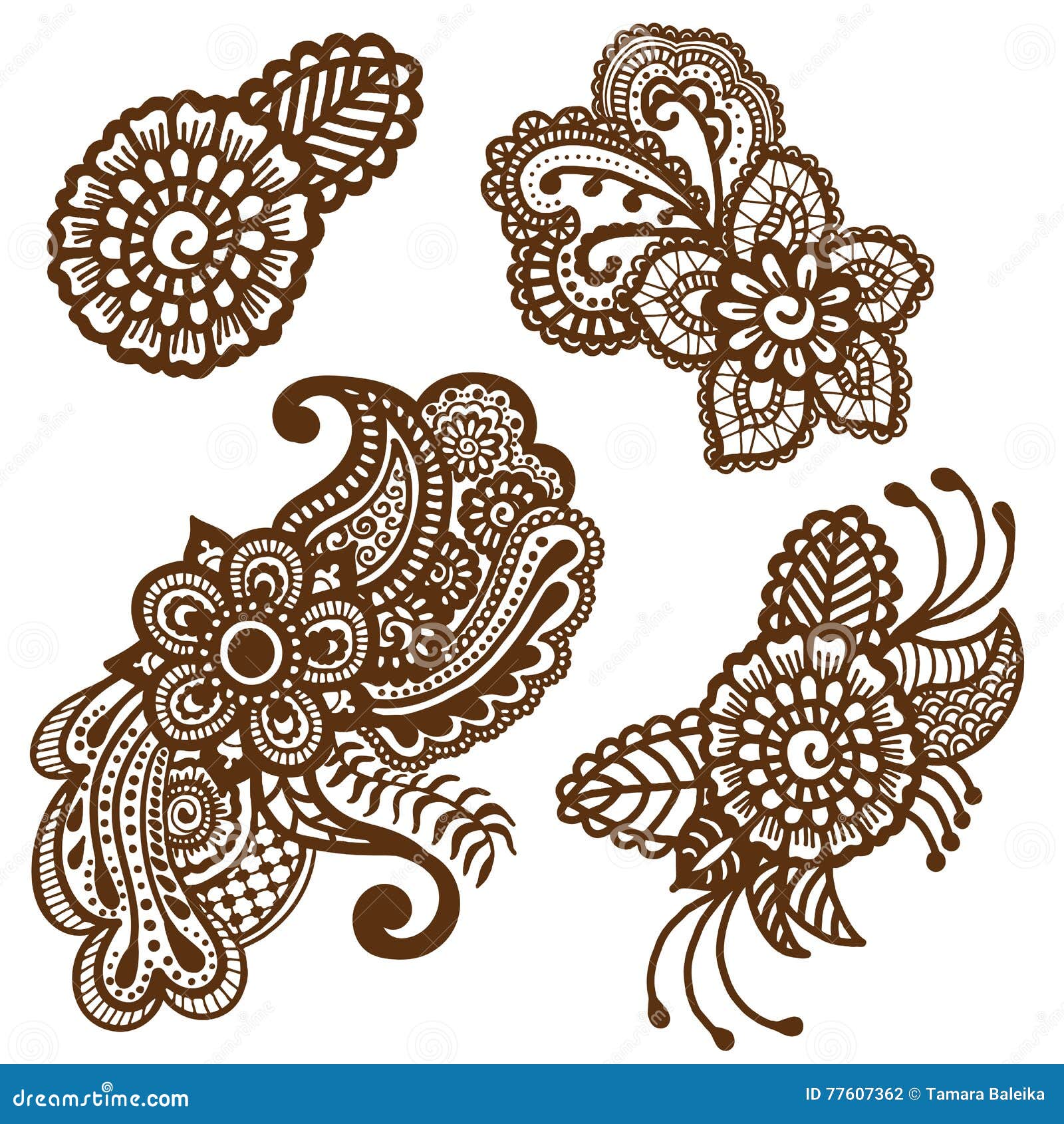 Mehndi design. Patterns. stock vector. Illustration of detailed - 77607362