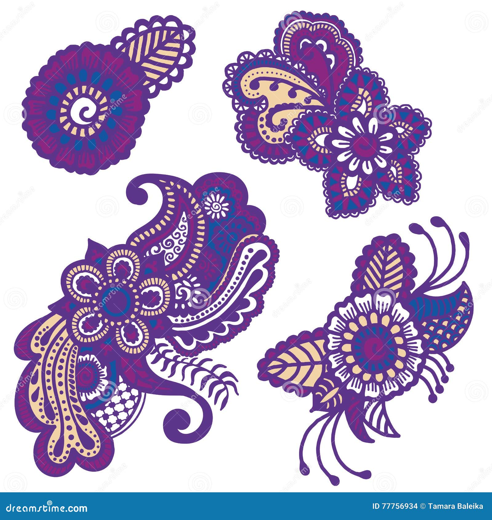 Mehndi design. Patterns. stock vector. Illustration of asian - 77756934