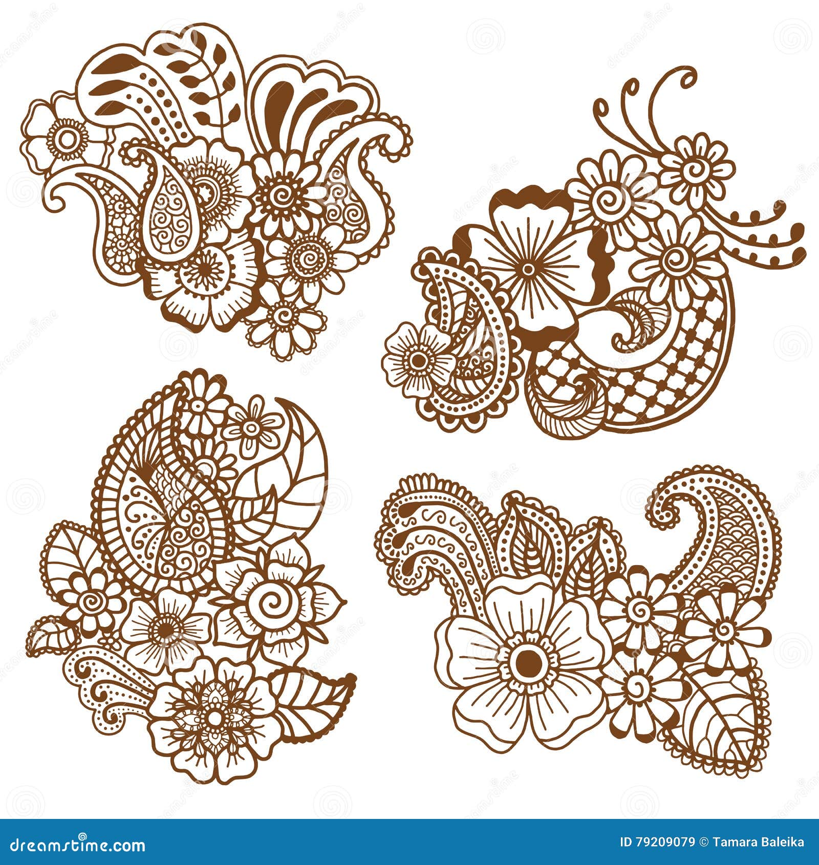Mehndi design. Patterns. stock vector. Illustration of ornament - 79209079