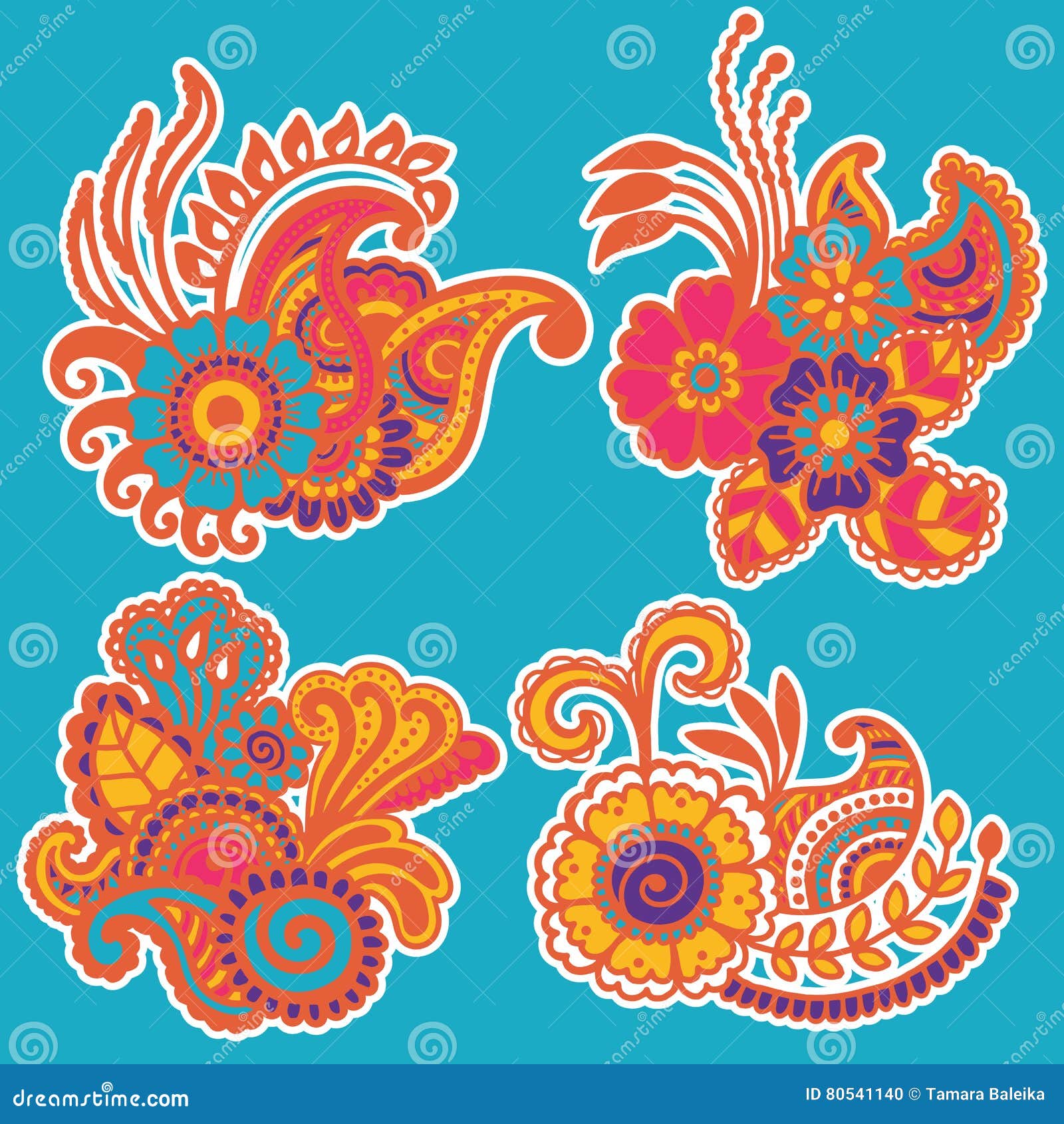 Mehndi design. Patterns. stock vector. Illustration of elements - 80541140