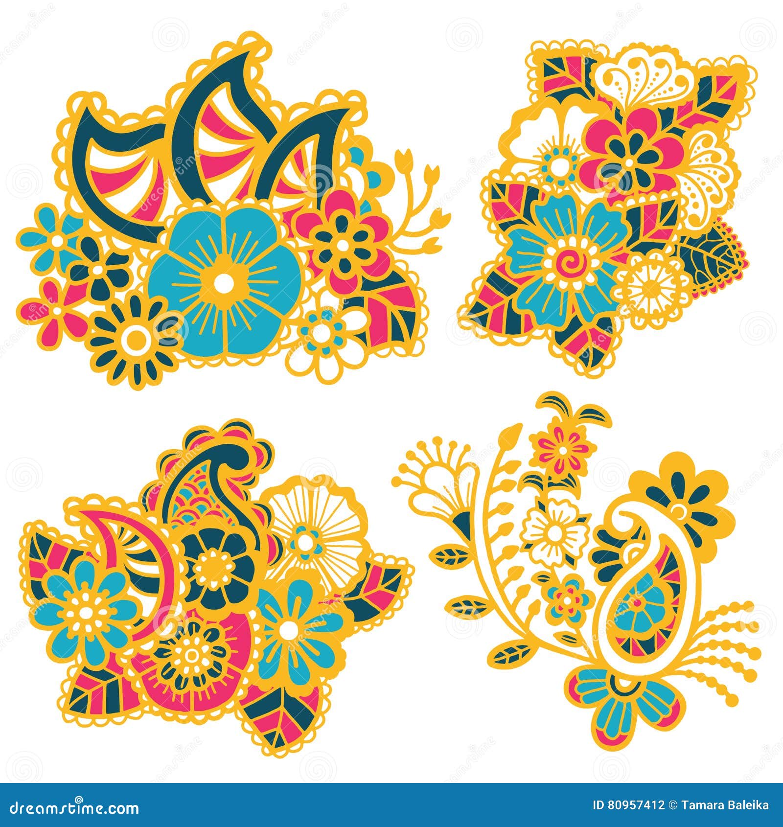 Mehndi design. Patterns. stock vector. Illustration of drawn - 80957412