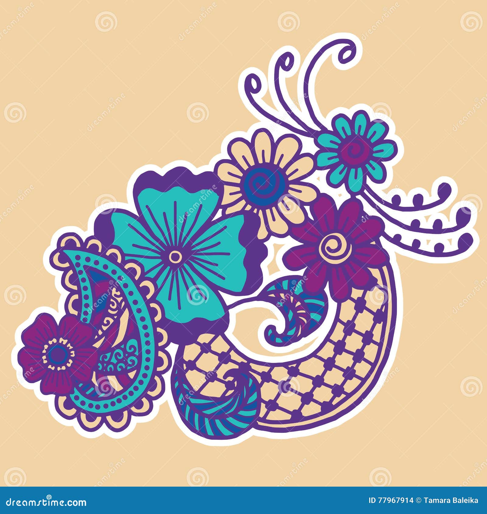 Mehndi design. Patterns. stock vector. Illustration of groovy - 77967914