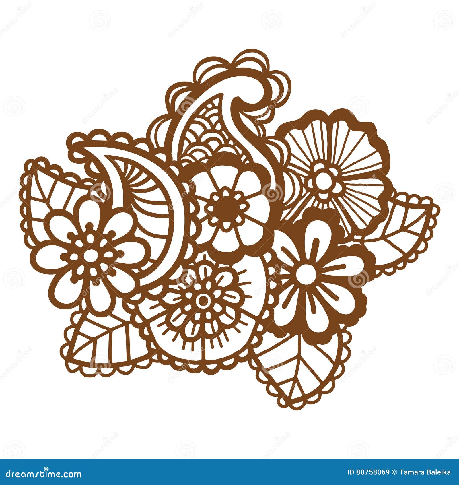 Mehndi design. Patterns. stock vector. Illustration of hand - 80758069