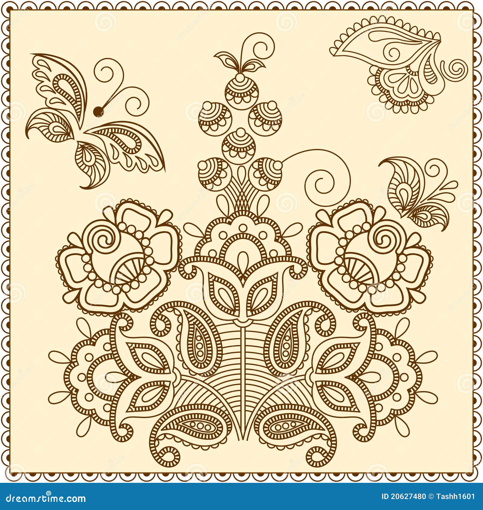 Mehndi flowers stock vector. Illustration of symbol, flowers - 20627480