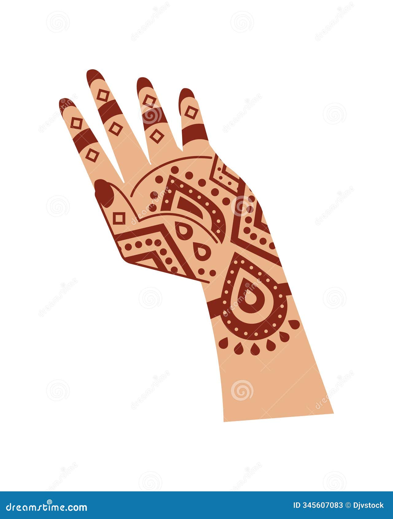 Mehndi Henna Design for Hand Stock Illustration - Illustration of ...