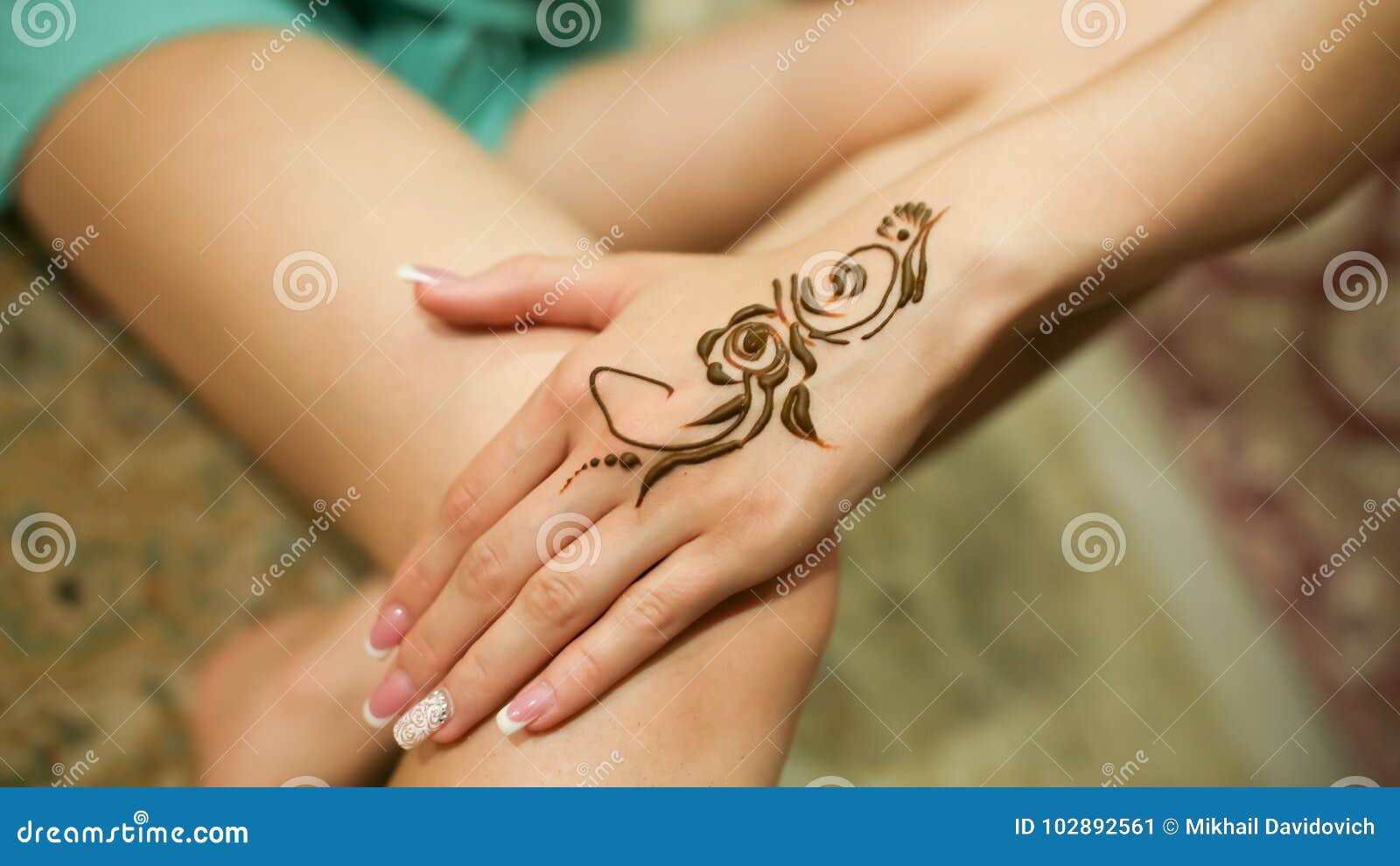 Mehndi. Henna Pattern on Model`s Hand. UAE. Stock Image - Image of ...