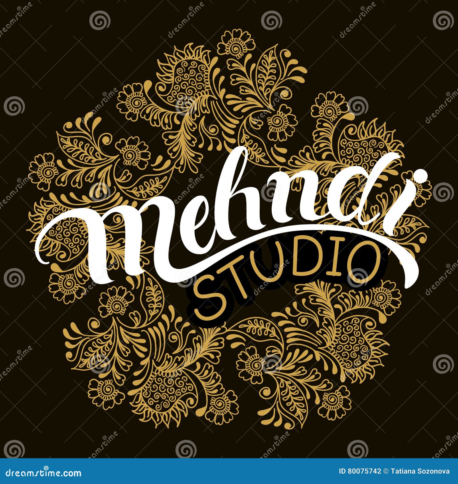 Mehndi-Studiologo vektor abbildung. Illustration von marke - 80075742
