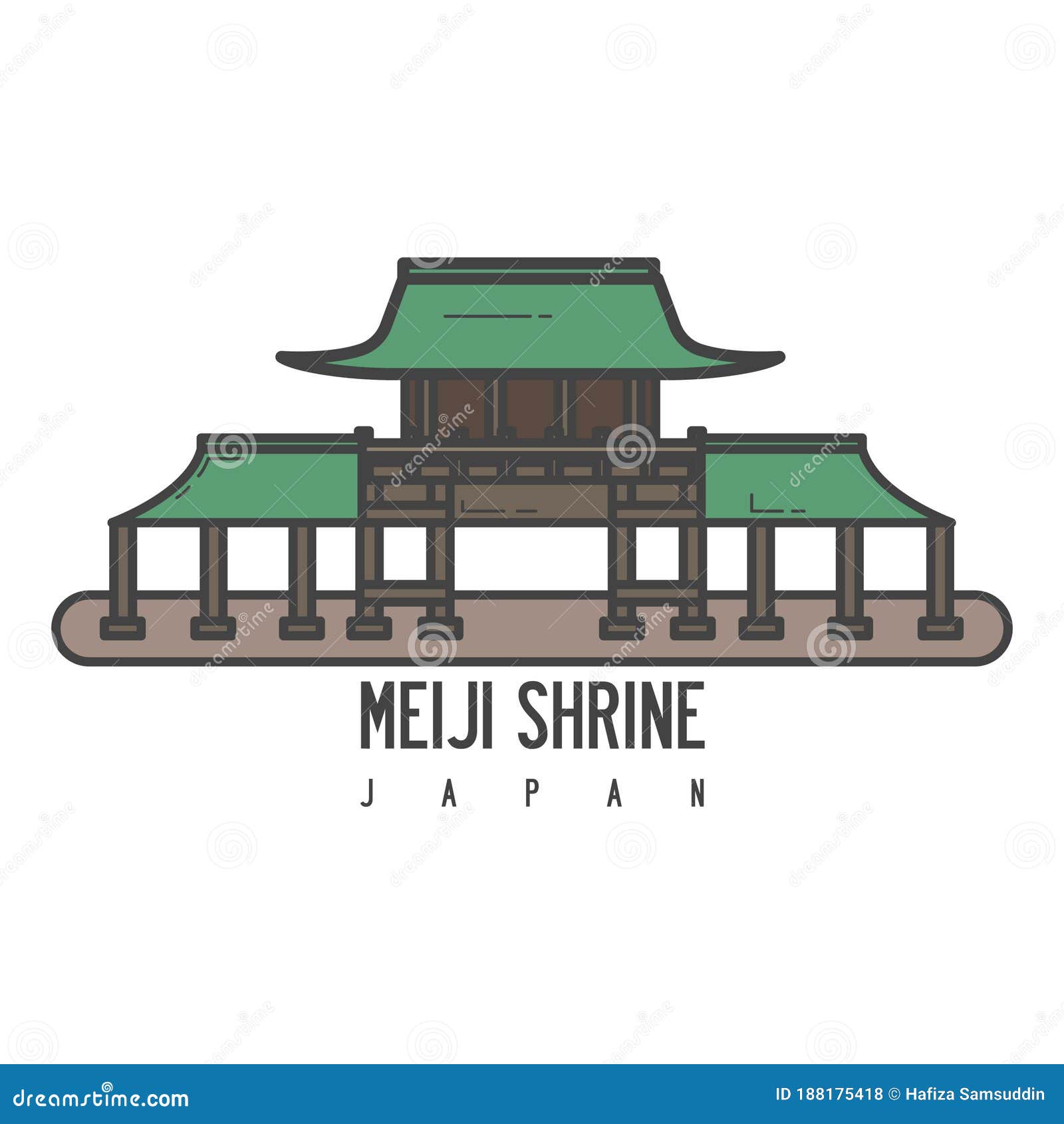 A Meiji Shrine Illustration. Stock Vector - Illustration of divine ...