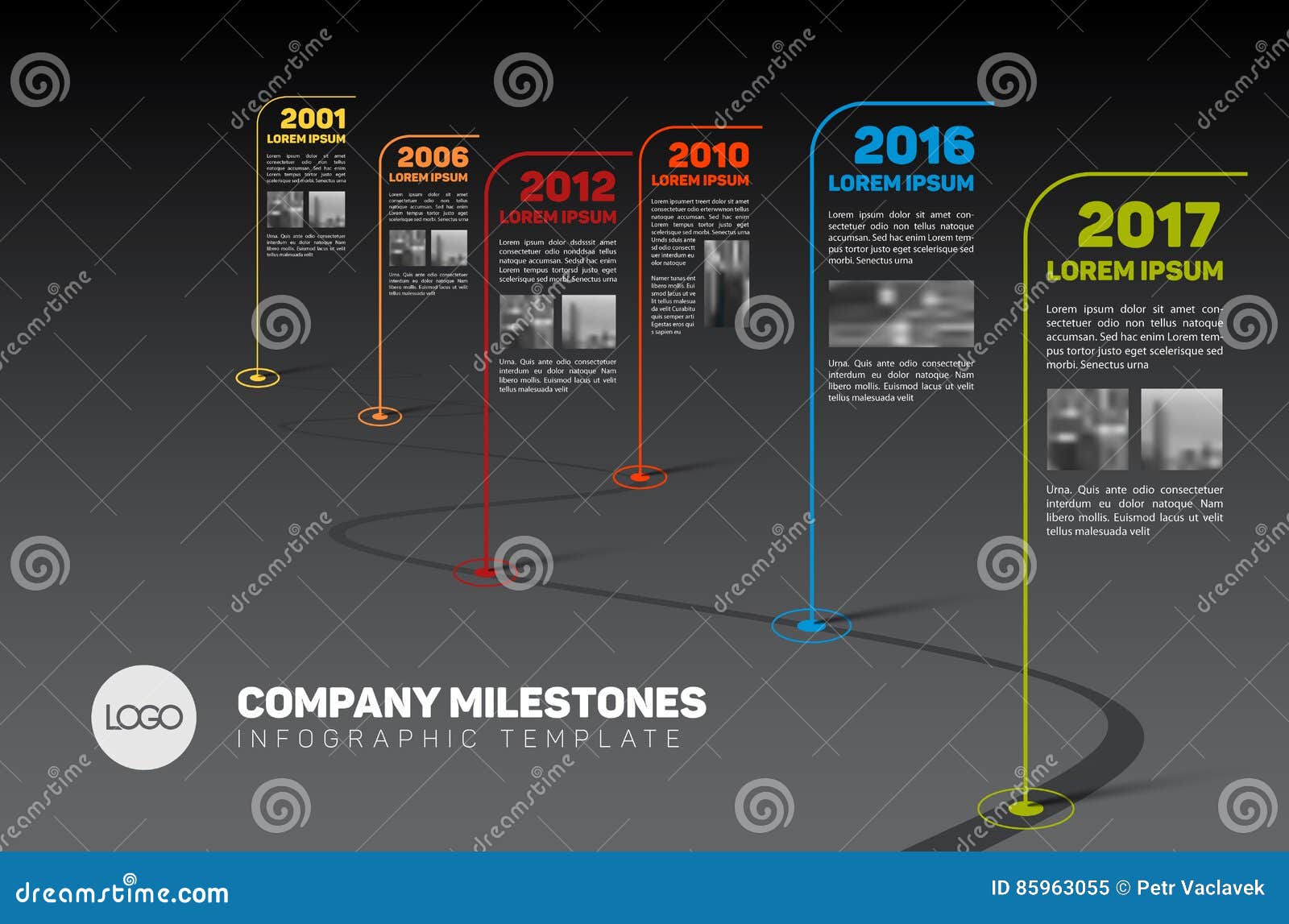 Meilenstein-Zeitachse-Schablone Infographic Company Vektor Abbildung ...