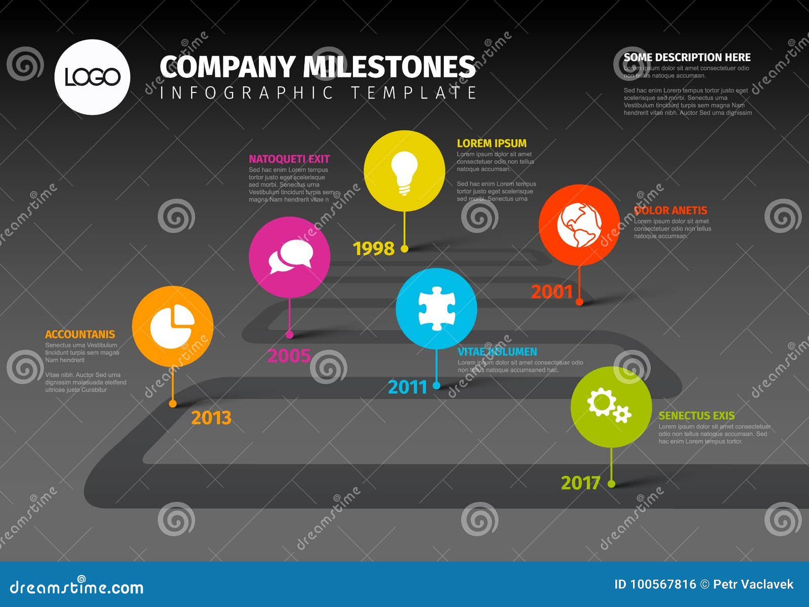 Meilenstein-Zeitachse-Schablone Vector Infographic Company Vektor ...