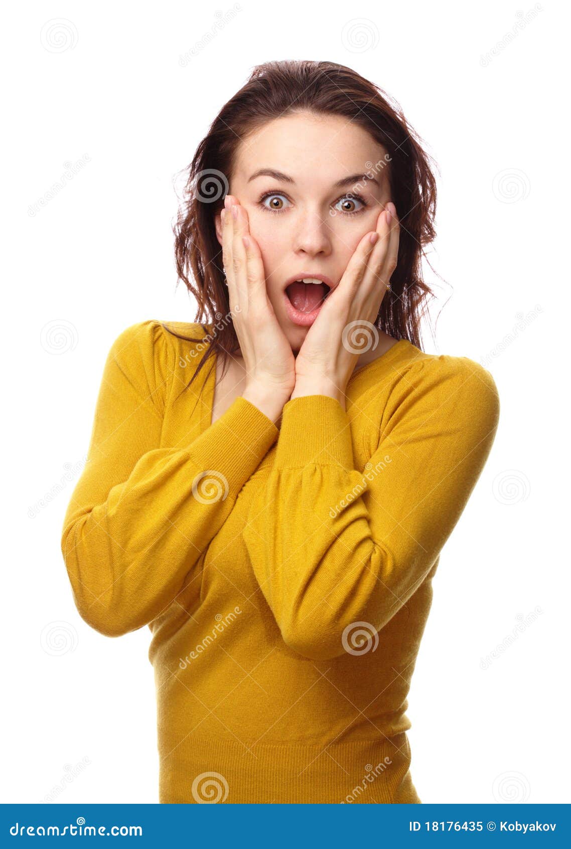 Meisje Dat Haar Gezicht in Verbazing Houdt Stock Afbeelding - Image of ...