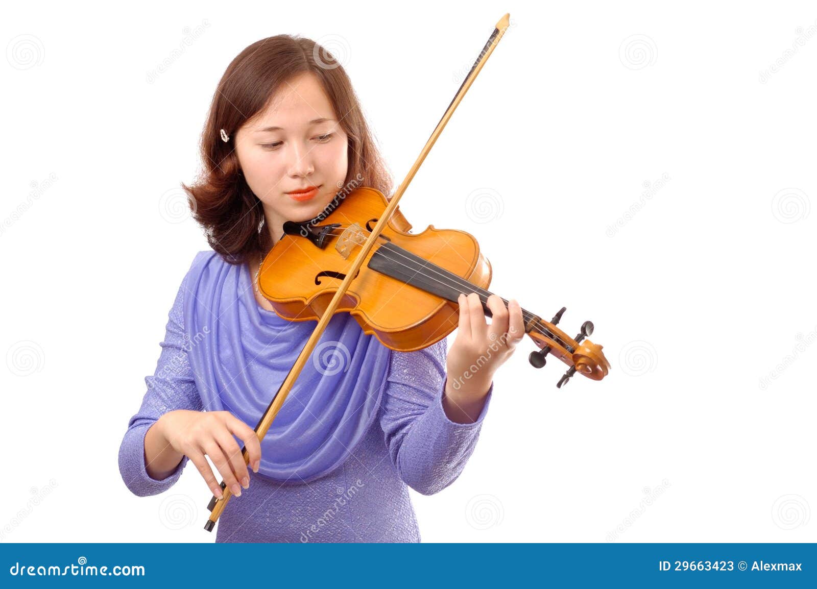 Meisje die de viool spelen stock afbeelding. Image of studio - 29663423