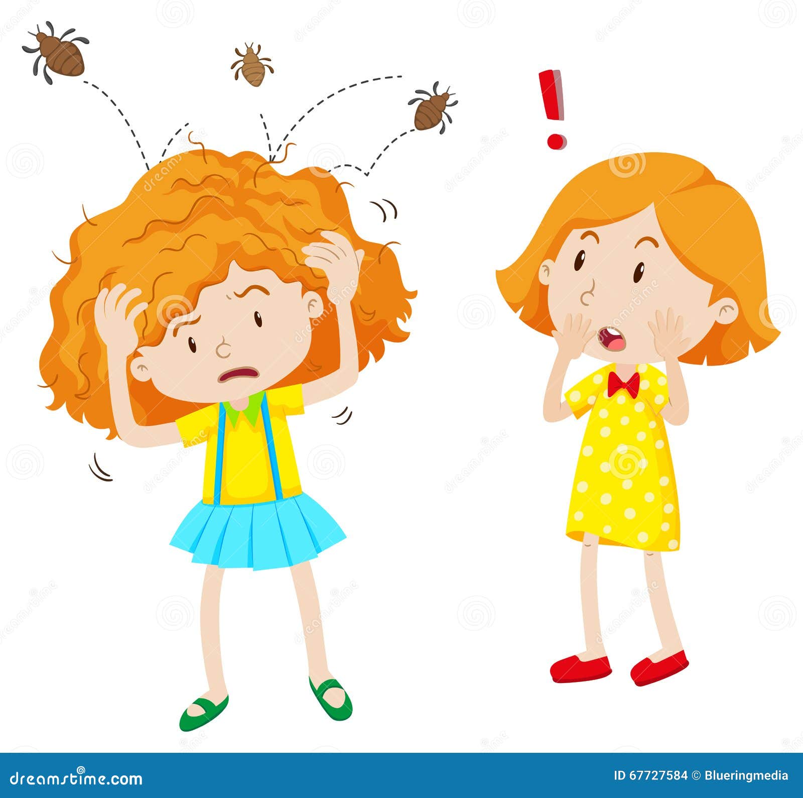 Meisje Die Met Hoofdluizen in Haar Hoofd Springen Vector Illustratie ...