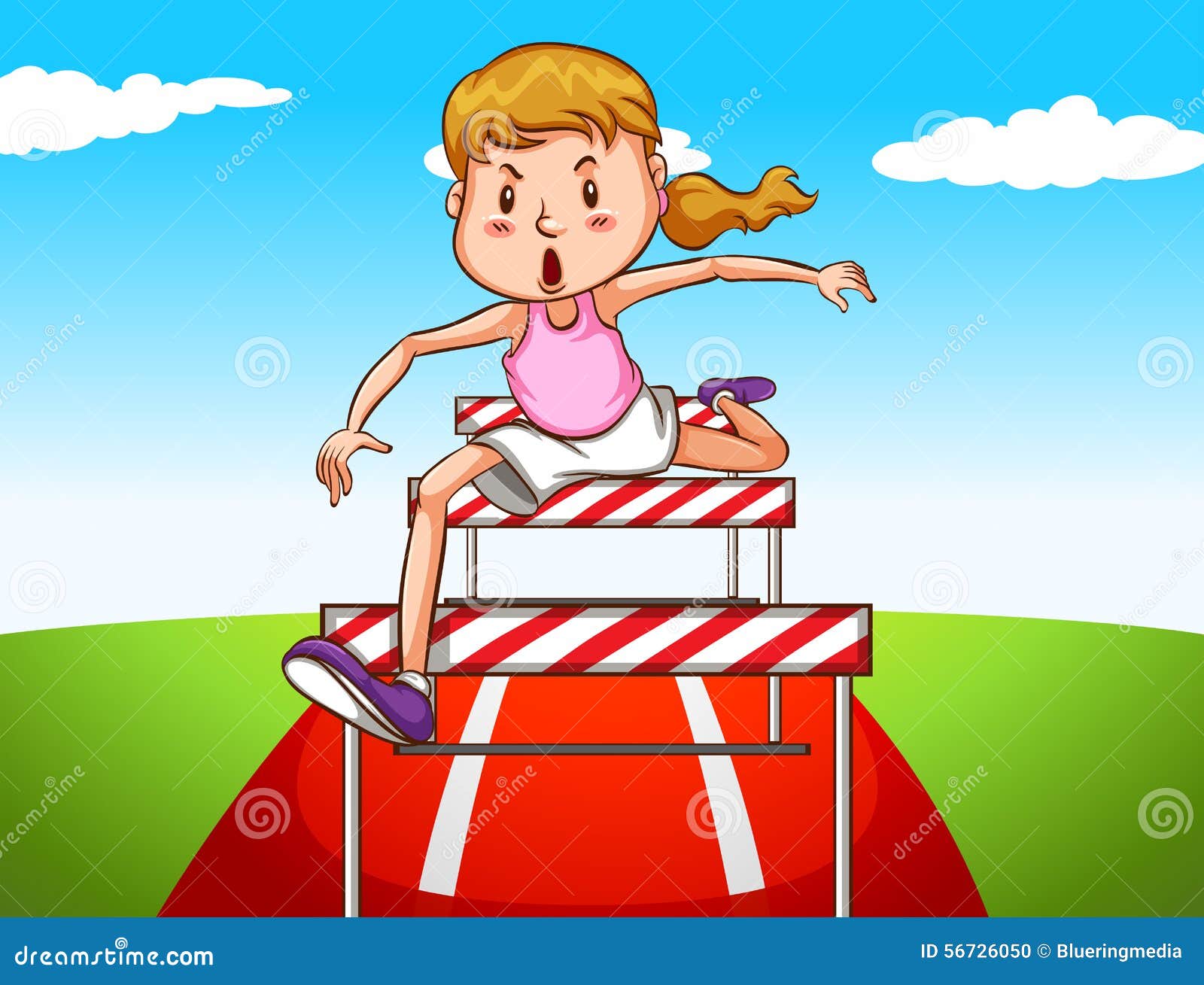 Meisje Het Springen Hindernissen Op Spoor Vector Illustratie ...