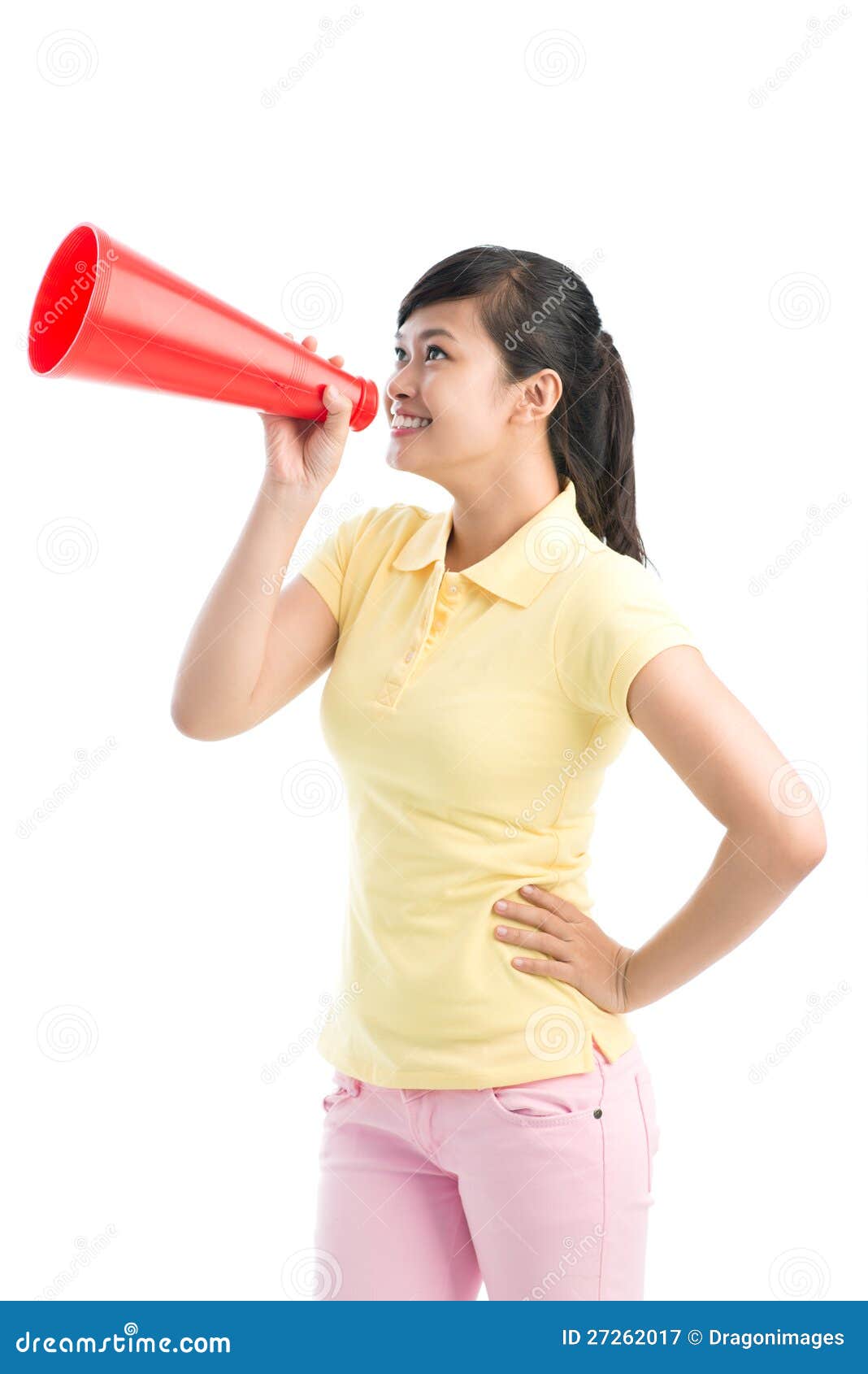 Meisje met megafoon stock afbeelding. Image of geïsoleerd - 27262017