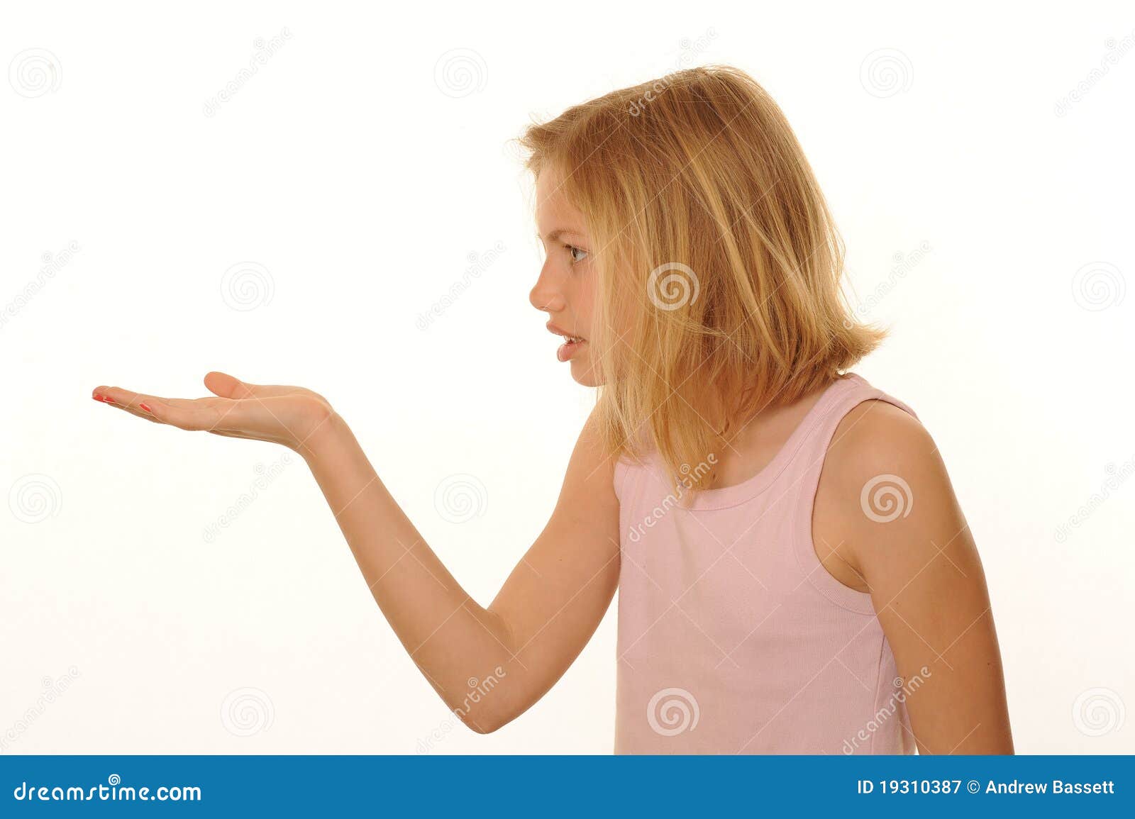 Meisje Met Uitgestrekte Hand Stock Afbeelding - Image of pleidooi, één ...