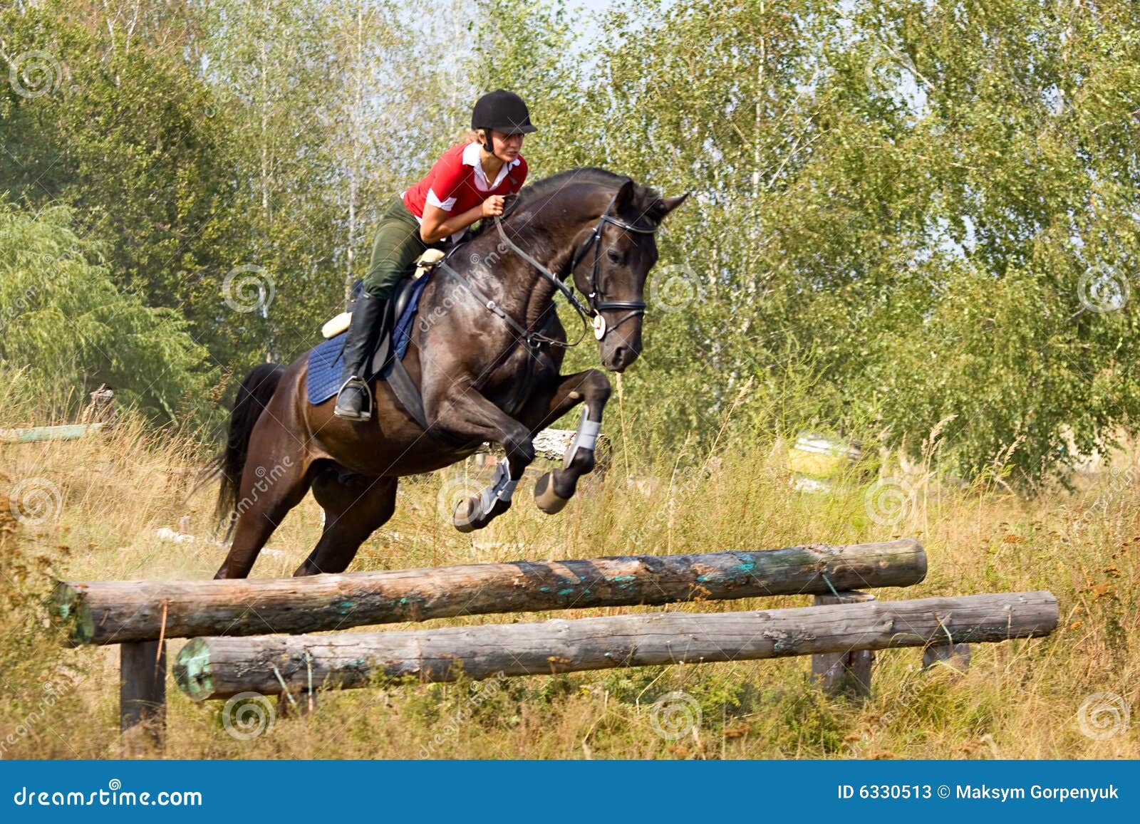 Meisje Op Het Springen Paard Stock Afbeelding - Image of snelheid, nave ...