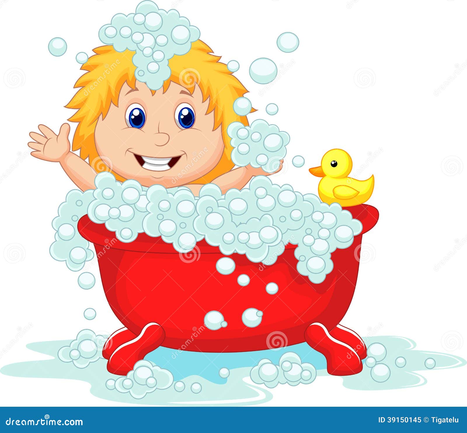 Meisjesbeeldverhaal Het Baden in De Rode Badton Vector Illustratie ...