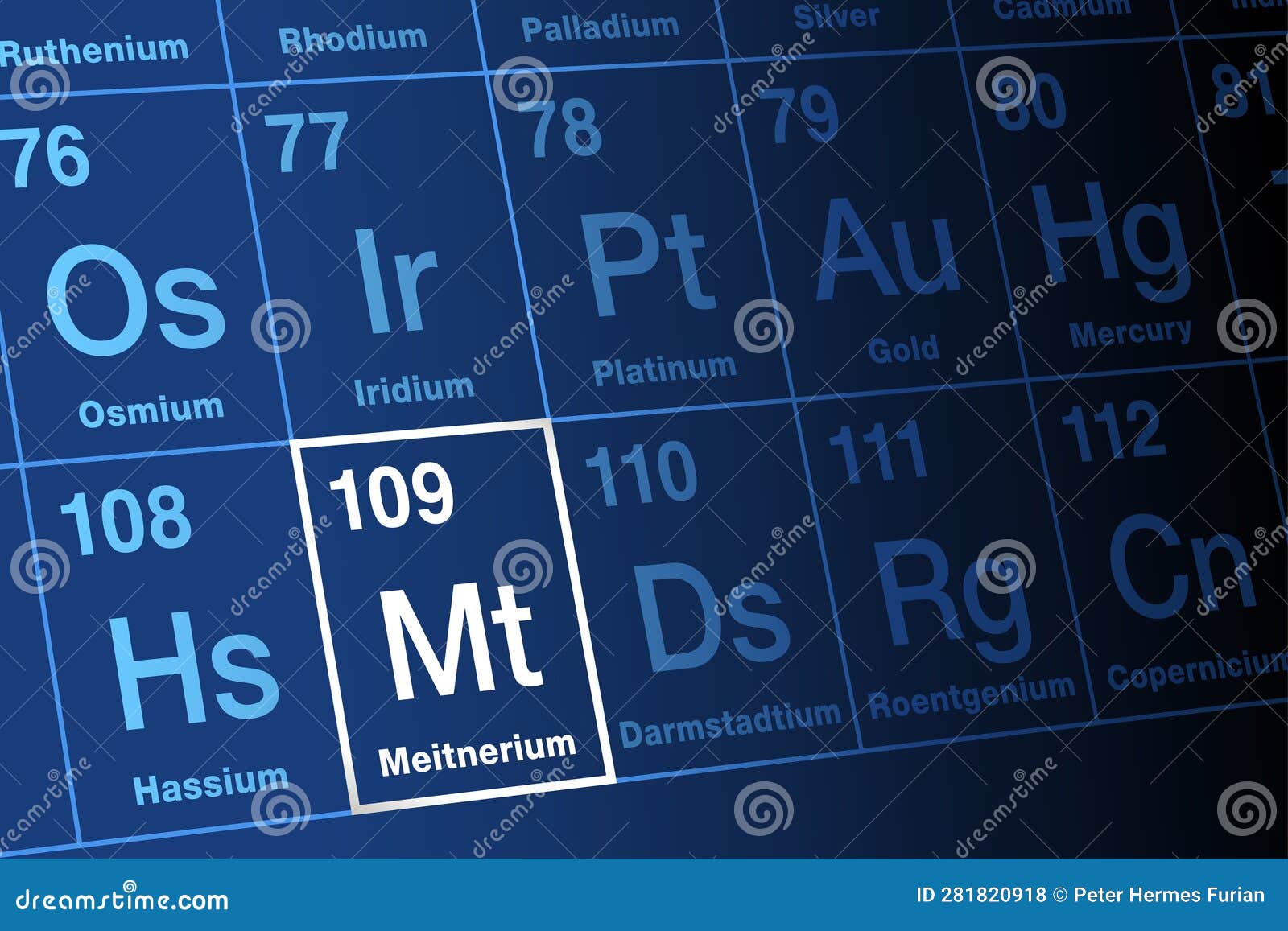 Meitnerium on Periodic Table of the Elements, with Element Symbol Mt ...