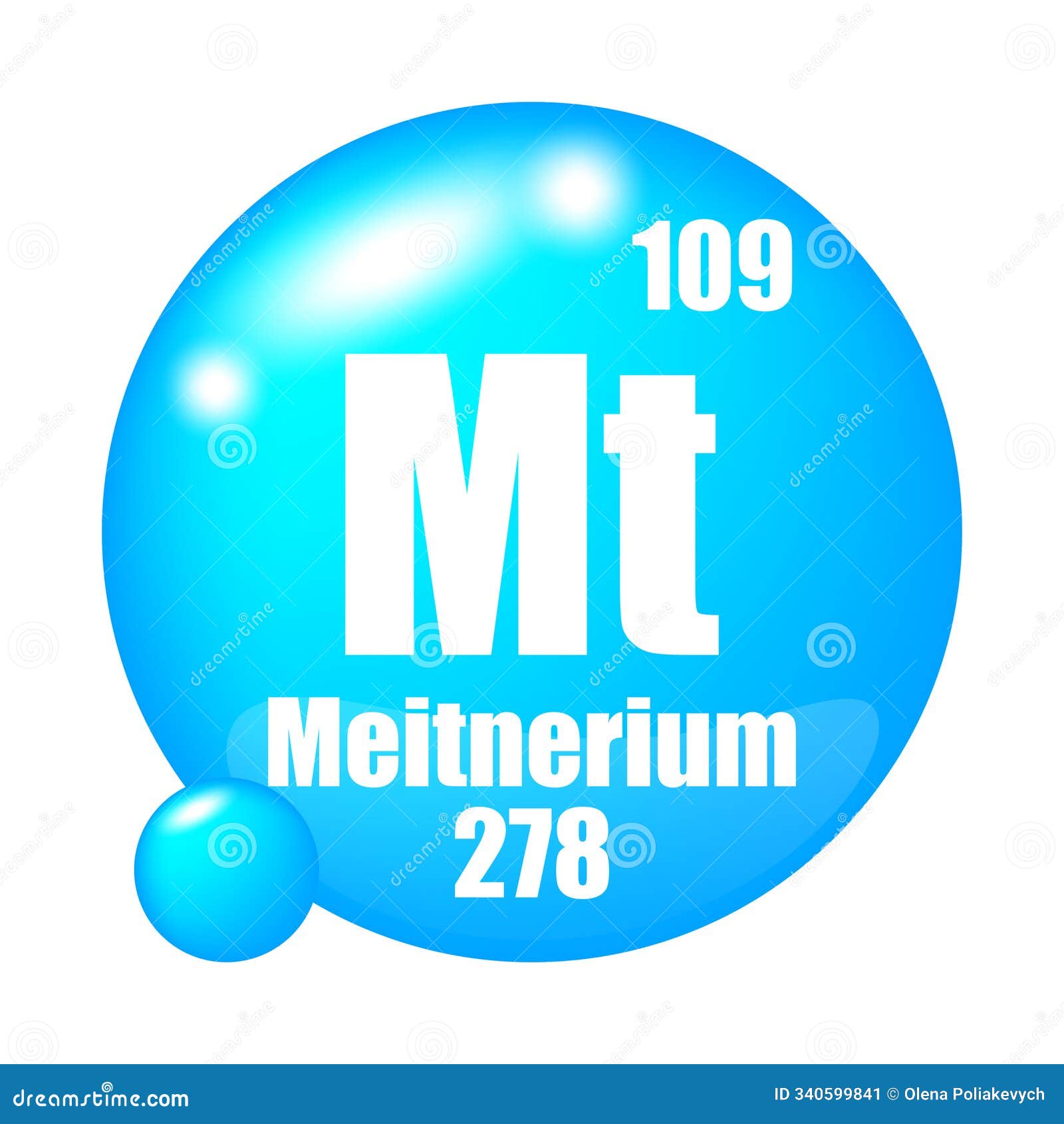 Meitnerium Icon. Mt Chemical Element. Atomic Number 109. Mass 278. Blue ...