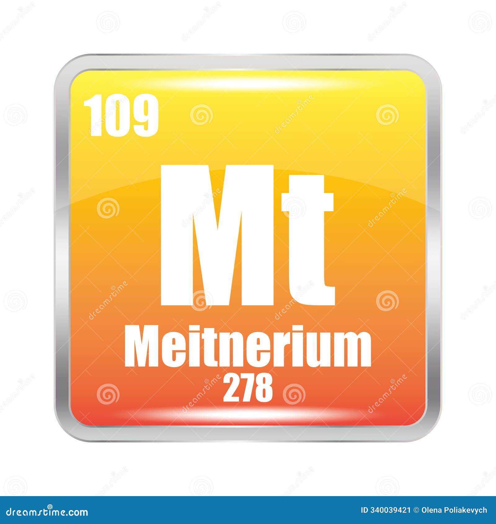 Meitnerium Icon. Mt Chemical Element. Atomic Number 109. Mass 278 ...
