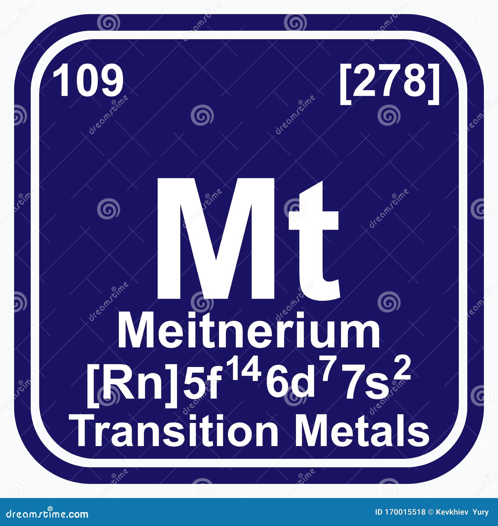 Meitnerium Periodic Table of the Elements Vector Illustration Eps 10 ...