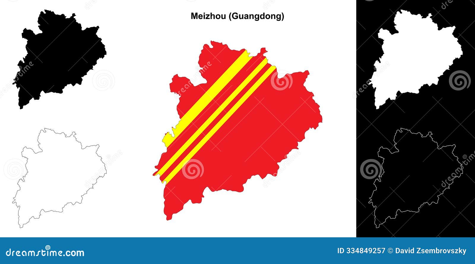 Meizhou outline map stock vector. Illustration of icon - 334849257