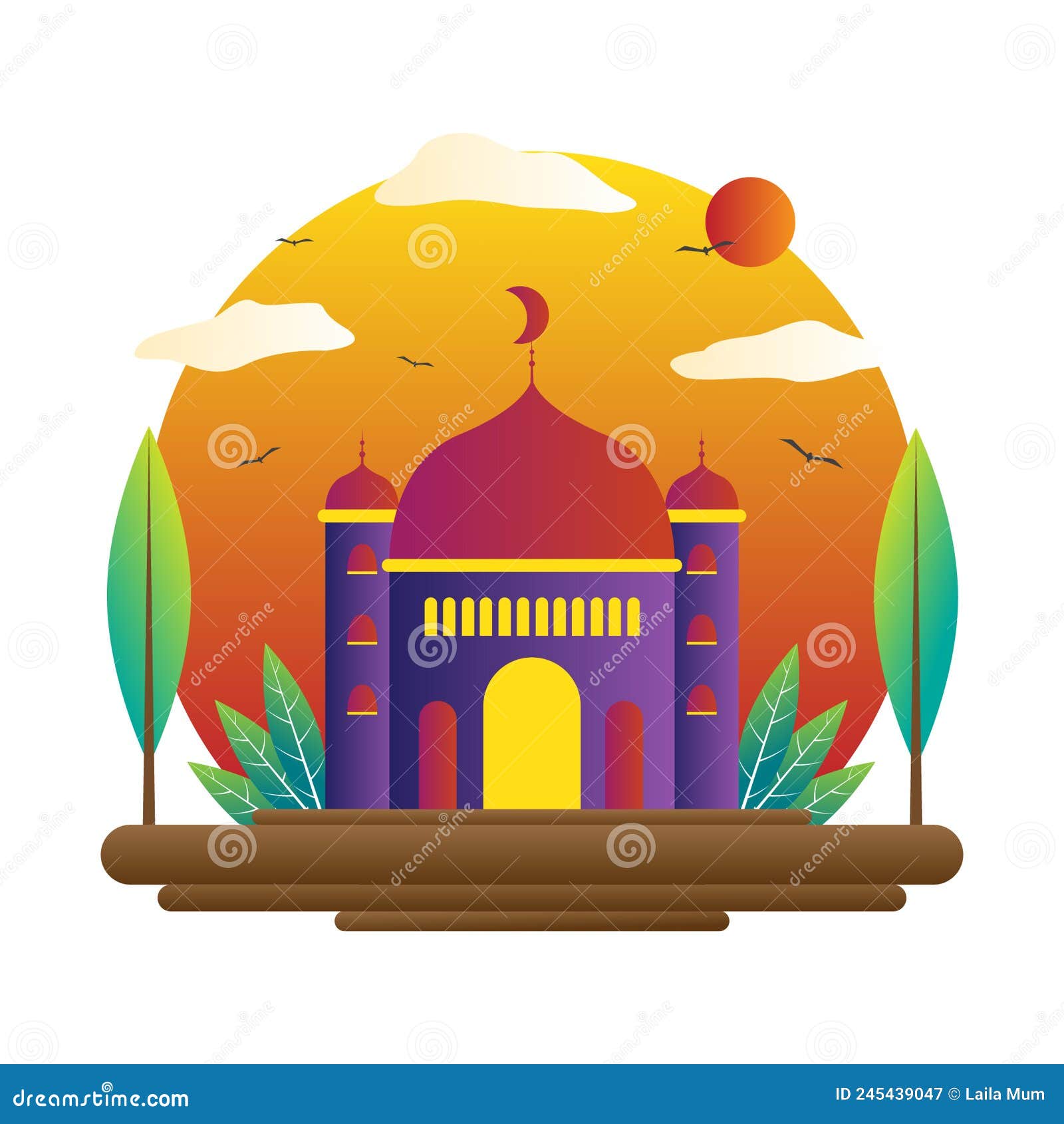 The Vektor Mosque in the Evening Stock Vector - Illustration of mosque ...